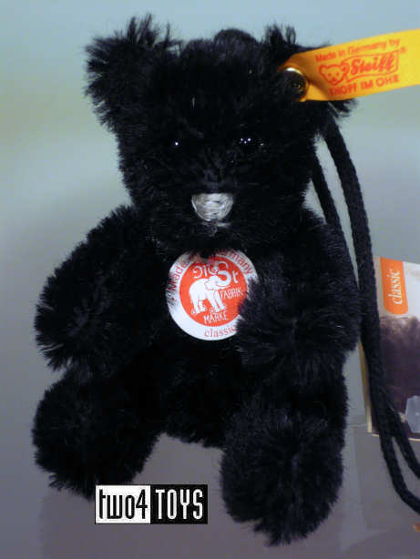 Steiff 027888 MINIATURE TEDDY BLACK MOHAIR KEY RING | Two4Toys